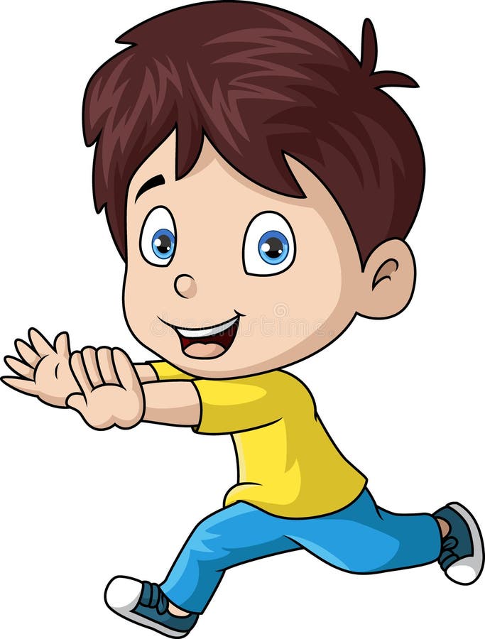 Cute Little Boy Cartoon Running Stock Vector - Illustration of adorable ...