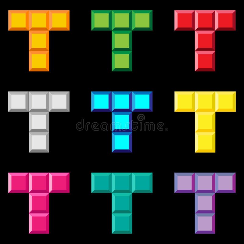 Letter T Game Block Pack stock vector. Illustration of retro - 305046581