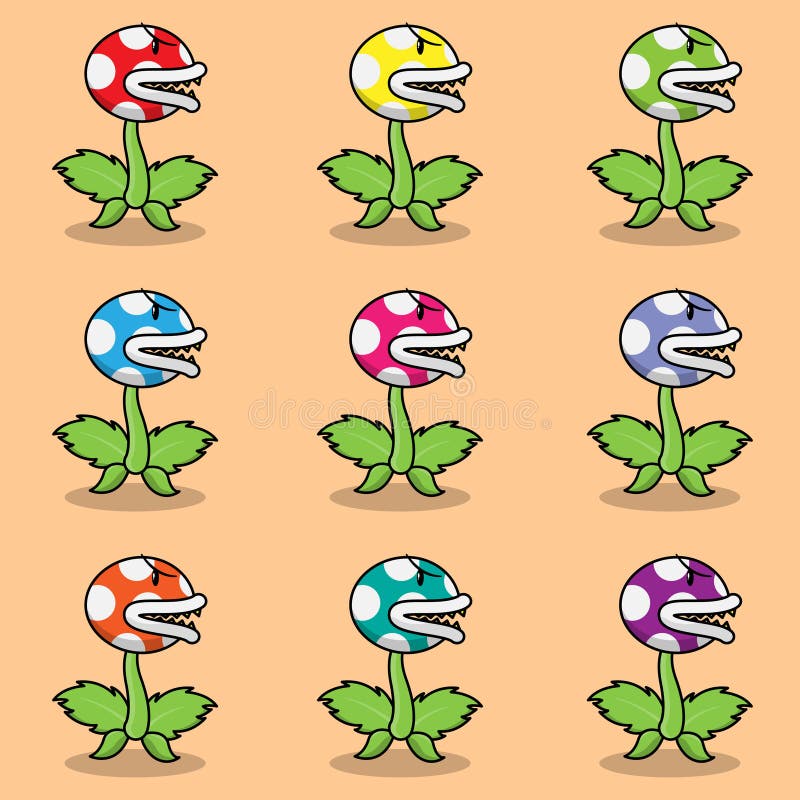 Monster Flower Enemy Set stock vector. Illustration of mario - 305054767