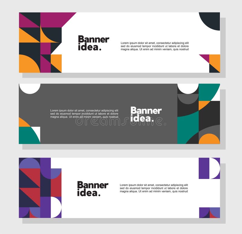 Modern Geometric Website Banner Template Bundle Set,Company Identity ...