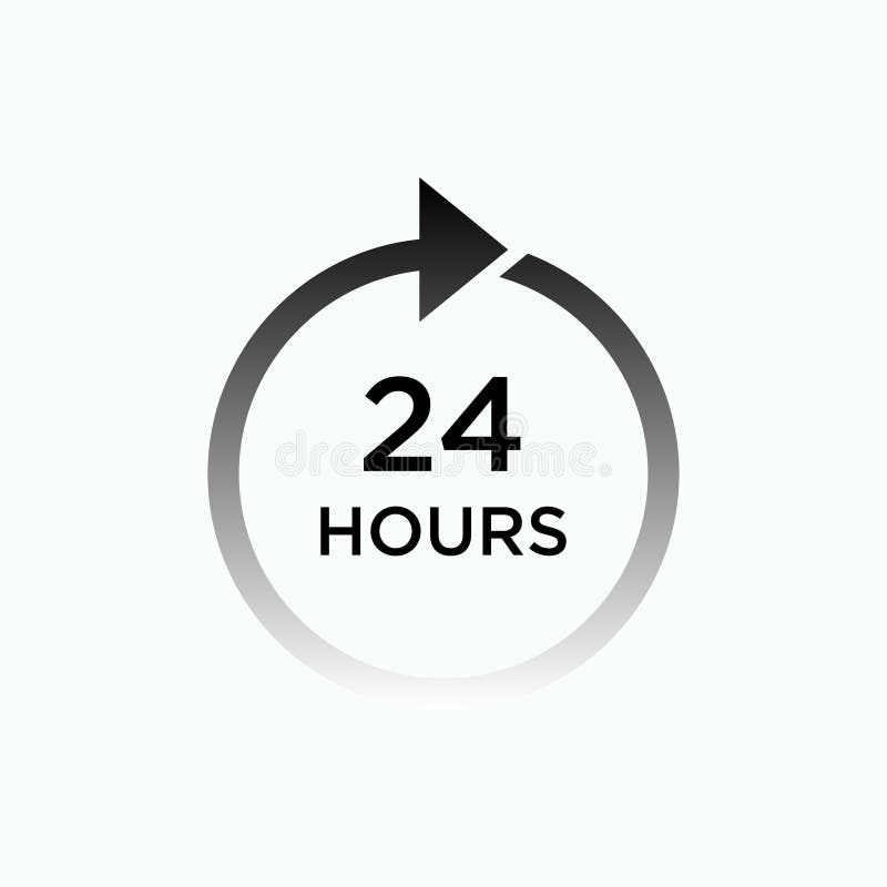 24 Hours Service Icon. Operational Time Symbol..Basic RGB Stock ...