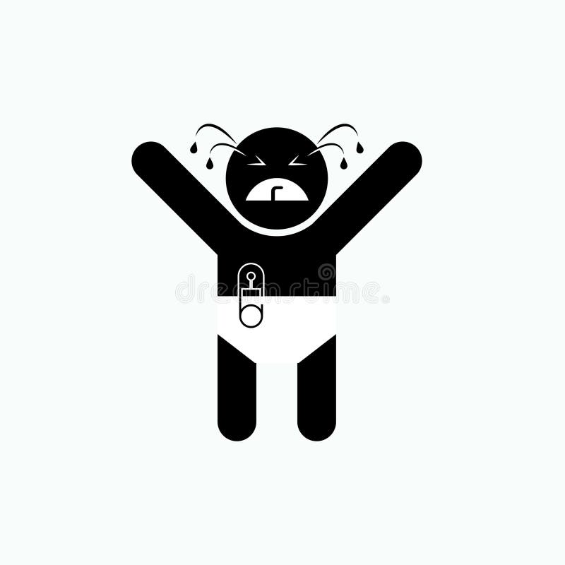 Baby Crying Icon. Infant Discomfort Expression Symbol - Vector.Basic ...