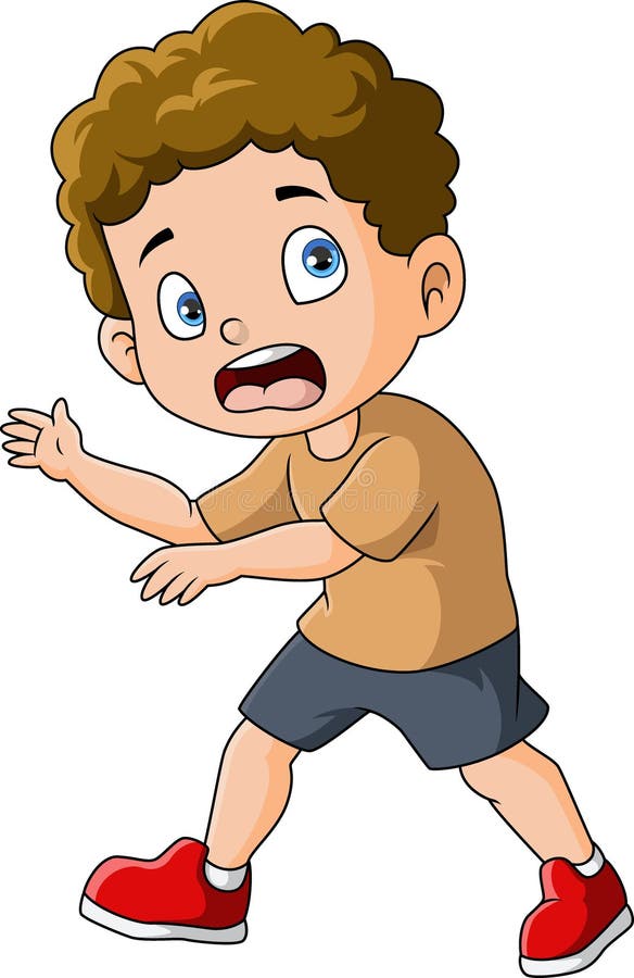Cute Little Boy Cartoon Scared Stock Vector - Illustration of away ...