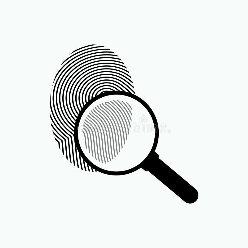 Identification Icon. Finger Print and Magnifier. Basic RGB. Stock ...