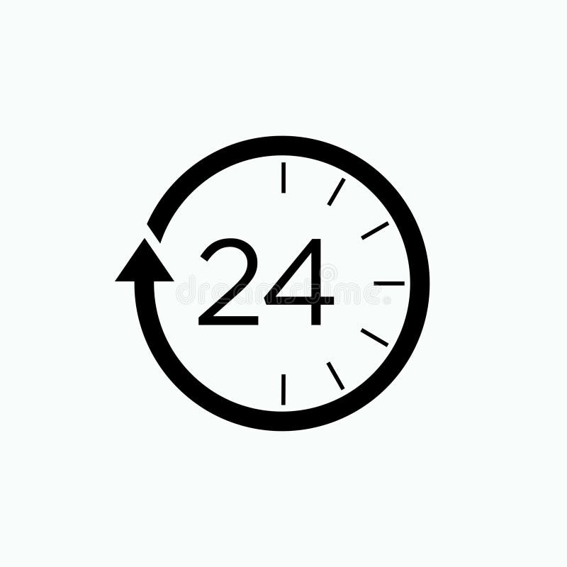 24 Hours Icon. Customer Service Time Symbol - Vector Stock Illustration ...