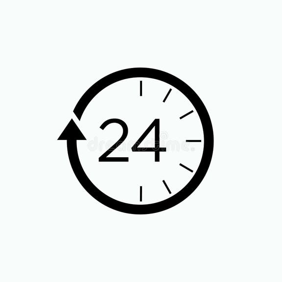 24 Hours Icon. Customer Service Time Symbol - Vector Stock Illustration ...