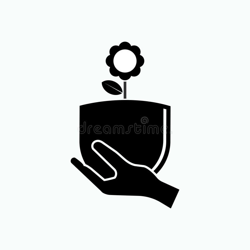 Bring Plants Icon. Symbol Carrying Pot Vegetation - Vector. Stock ...