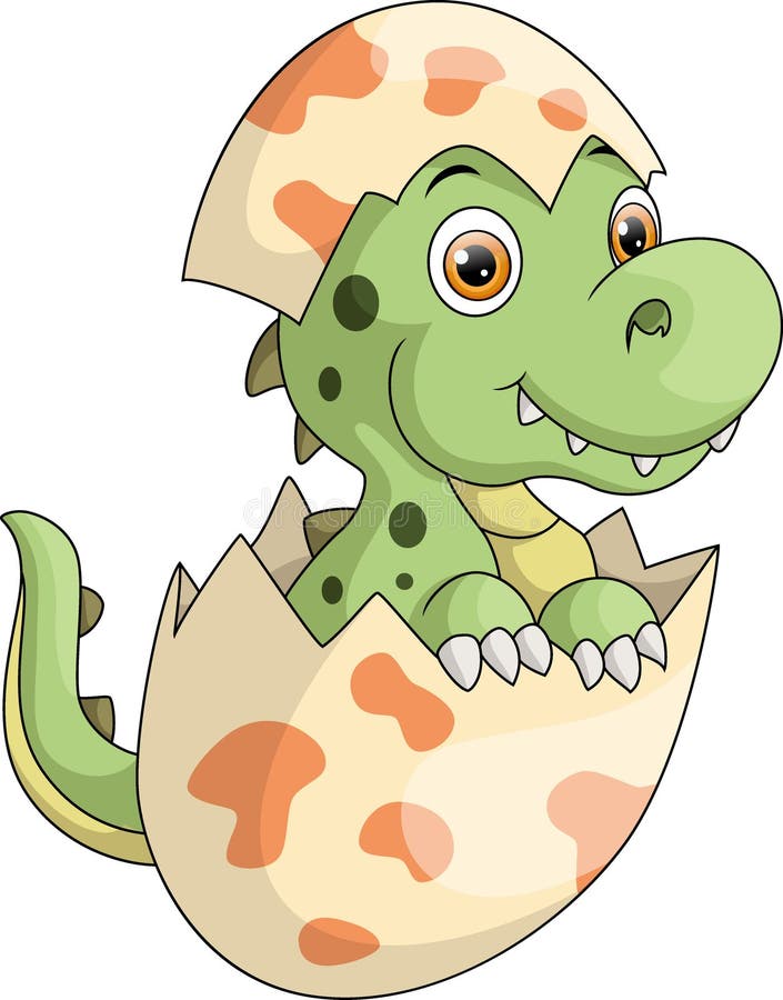 Cute Baby Dinosaur Cartoon Hatching from Egg Stock Vector ...
