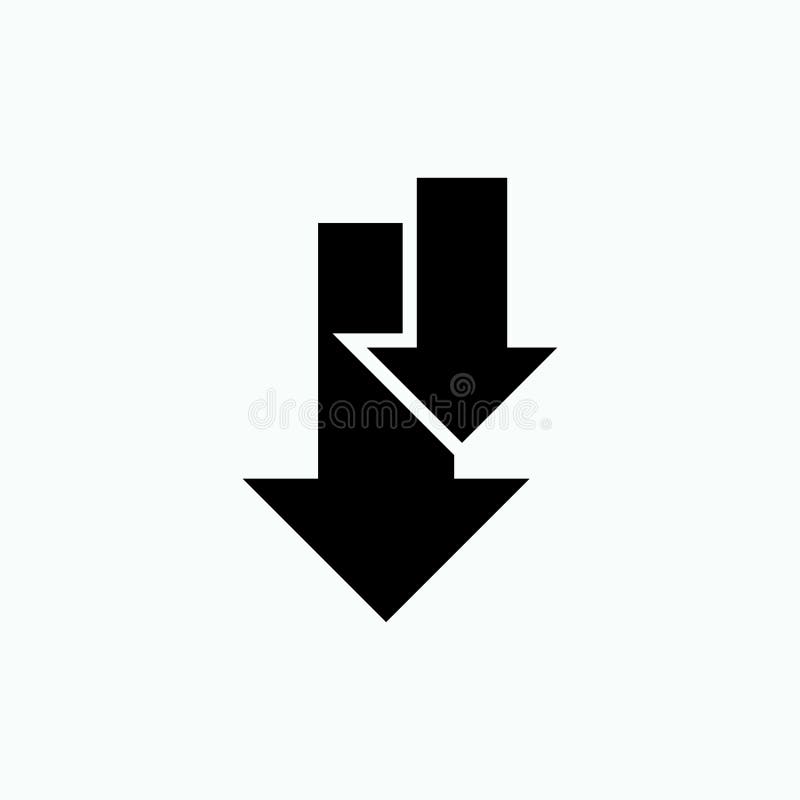 Decrease Icon. Down Symbol within Glyph Style - Vector. Stock ...