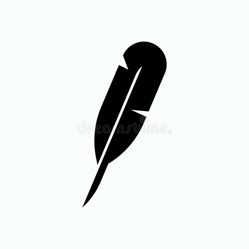 Feathers Icon. Ancient Pen Element within Glyph Style. Stock ...