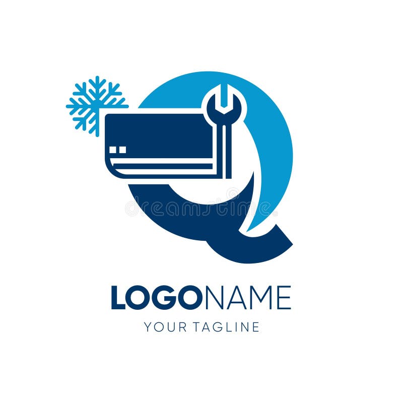 Letter Q Air Conditioning Room with Wrench Service Logo Design Vector ...