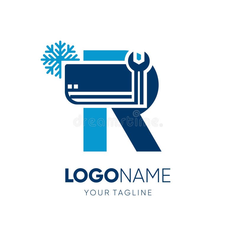 Letter R Air Conditioning Room with Wrench Service Logo Design Vector ...