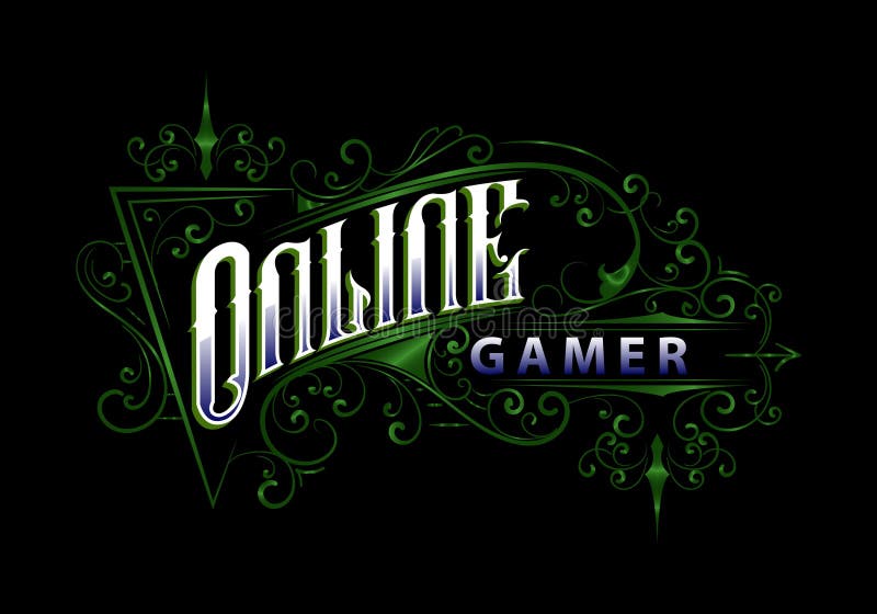 ONLINE GAMER Lettering Custom Logo Design Stock Vector - Illustration ...