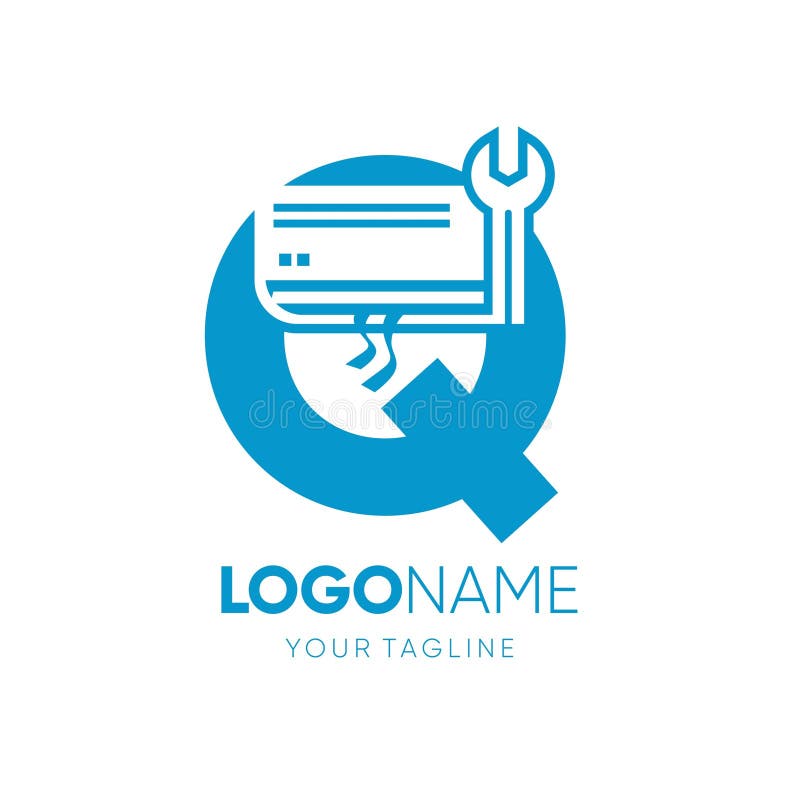 Letter Q Air Conditioning Room with Wrench Service Logo Design Vector ...