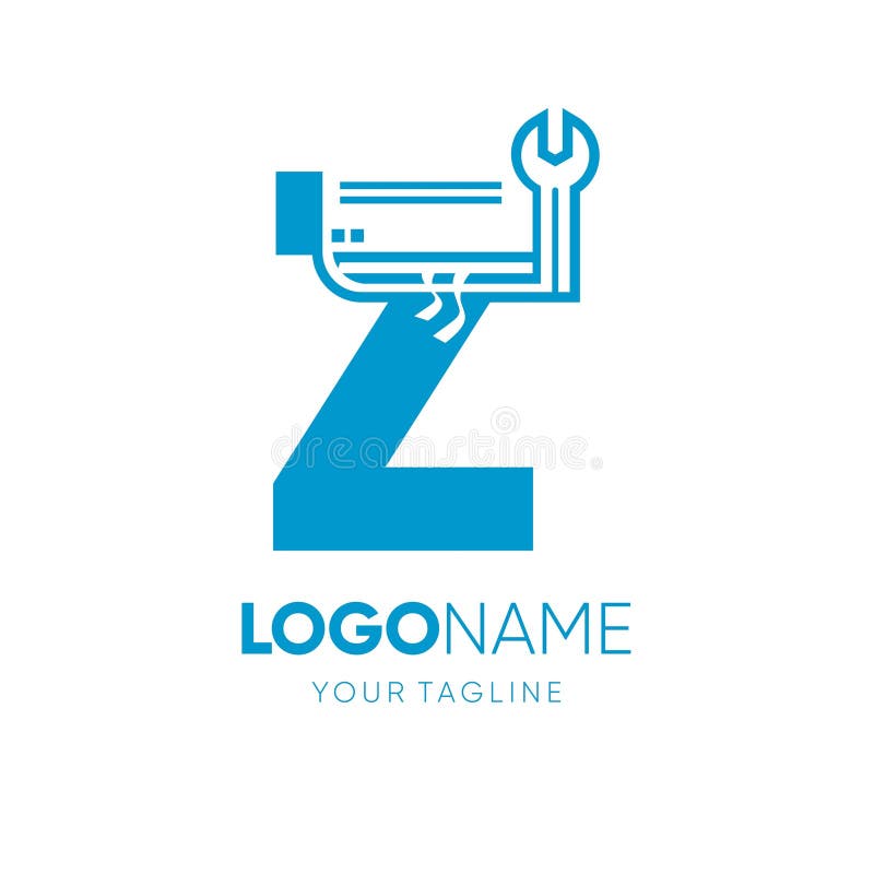 Letter Z Air Conditioning Room with Wrench Service Logo Design Vector ...