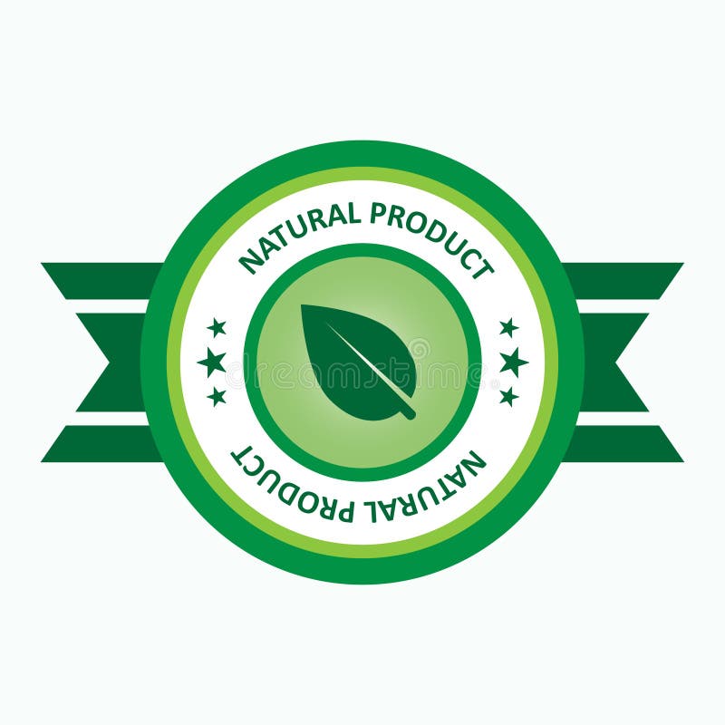 Natural Product Symbol with Text and Leaves Icon - Vector. Stock ...