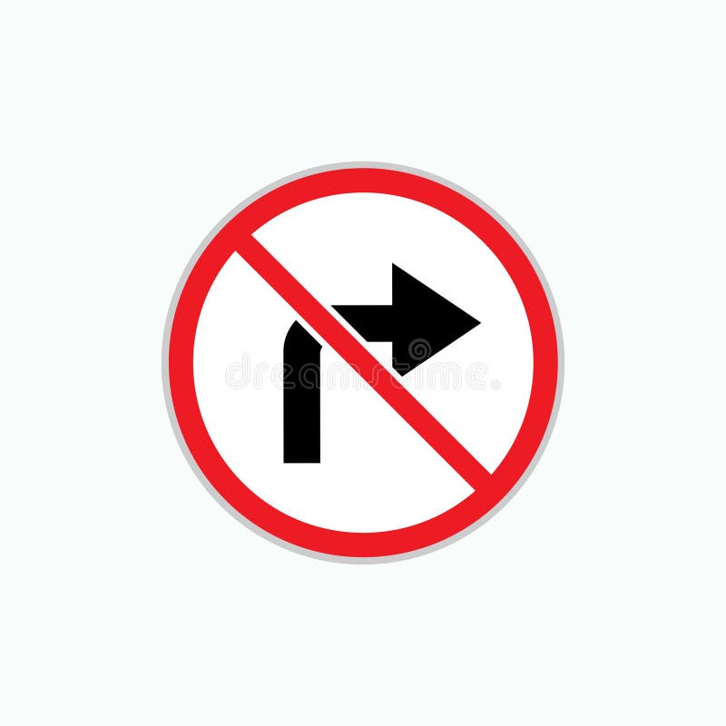 No Turn Right Symbol. Turning Prohibition Icon Stock Illustration ...