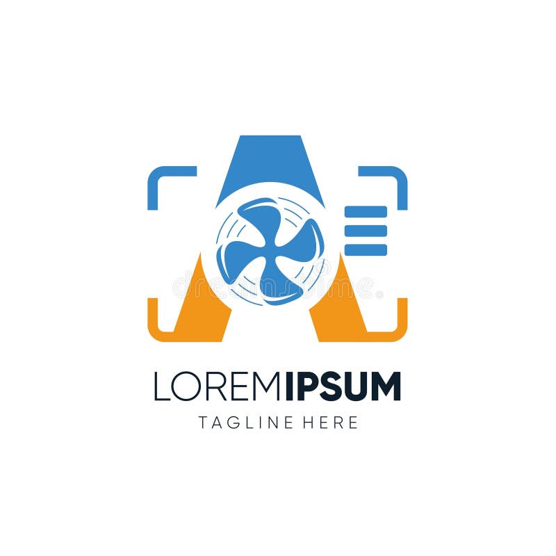 Letter a Outdoor Air Conditioner Fan Logo Design Vector Icon Graphic ...