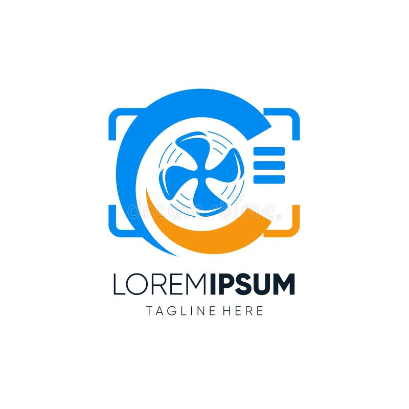 Letter C Outdoor Air Conditioner Fan Logo Design Vector Icon Graphic ...