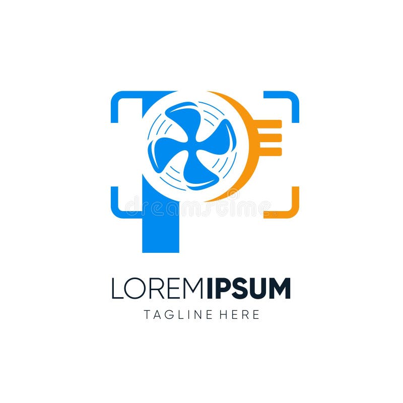 Letter P Outdoor Air Conditioner Fan Logo Design Vector Icon Graphic ...