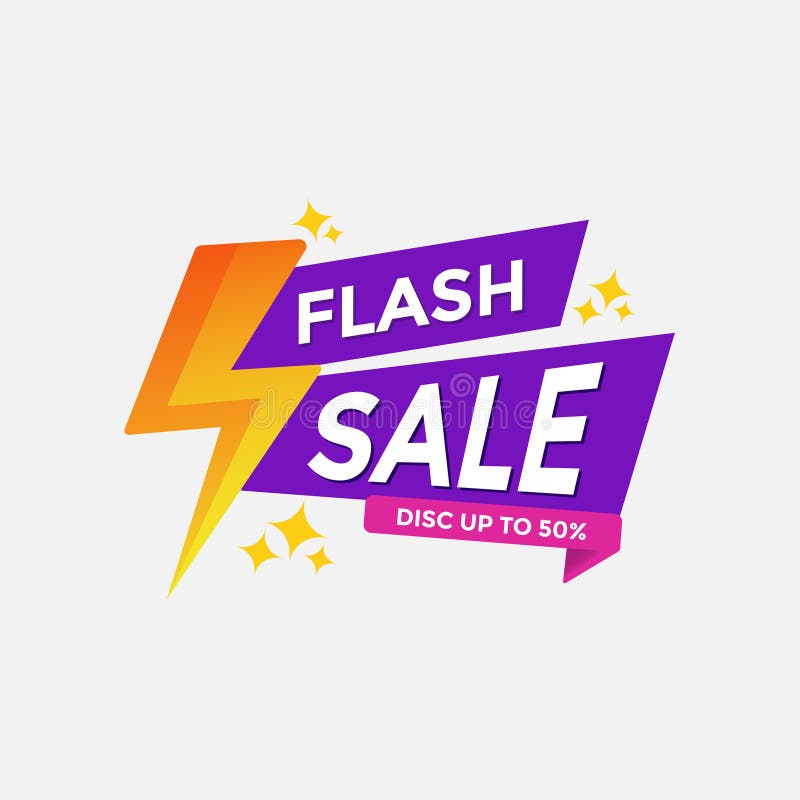 Lightning Flash Sale Promo Sign Stock Illustration - Illustration of ...