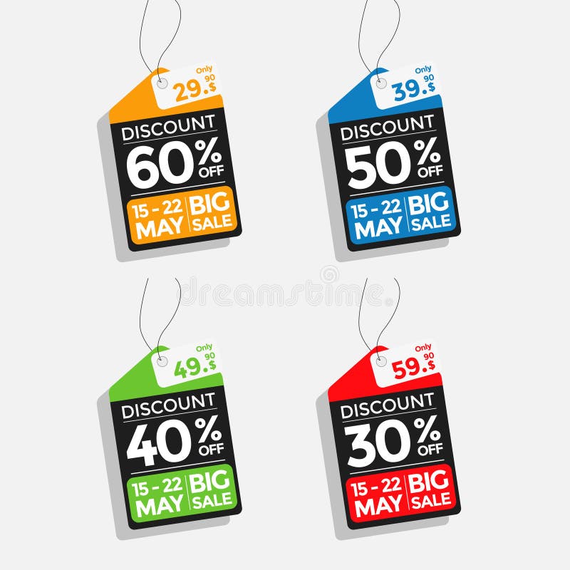 Colorfull Big Sale Price Tag Promotion Sign Set Stock Illustration ...