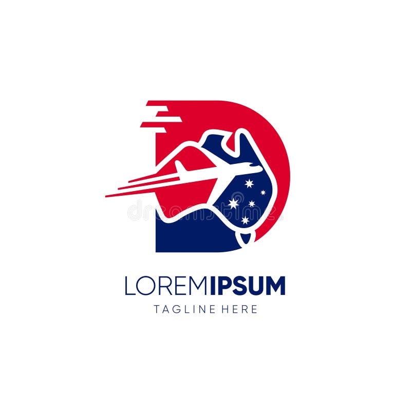 Letter D Australia Map Travel Flight Airplane Logo Design Vector Icon ...