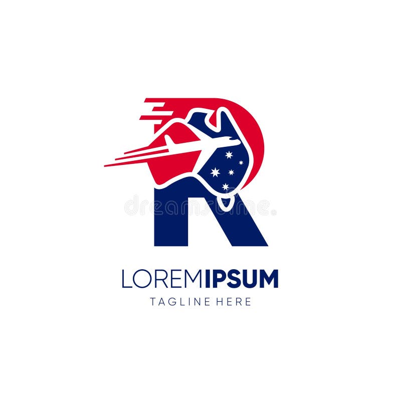Letter R Australia Map Travel Flight Airplane Logo Design Vector Icon ...