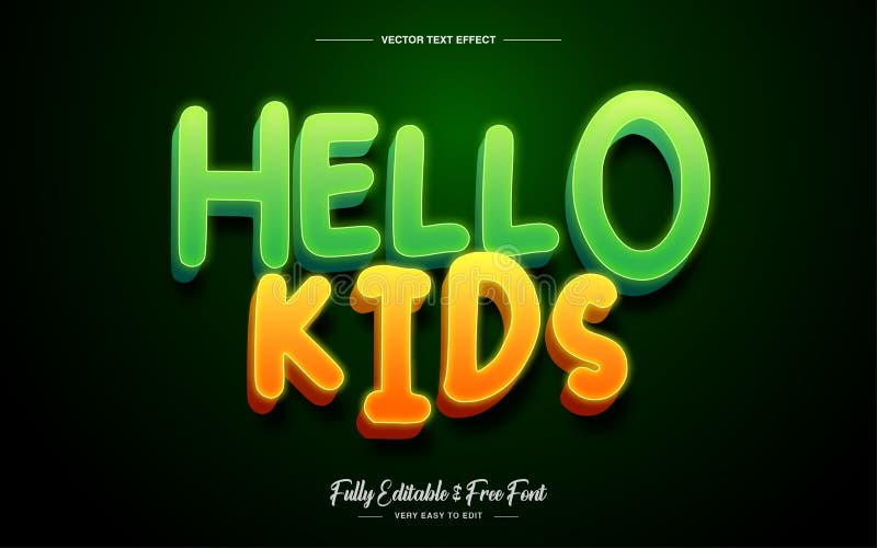 Hello Kids Effect Text Can Be Edited Stock Vector - Illustration of ...