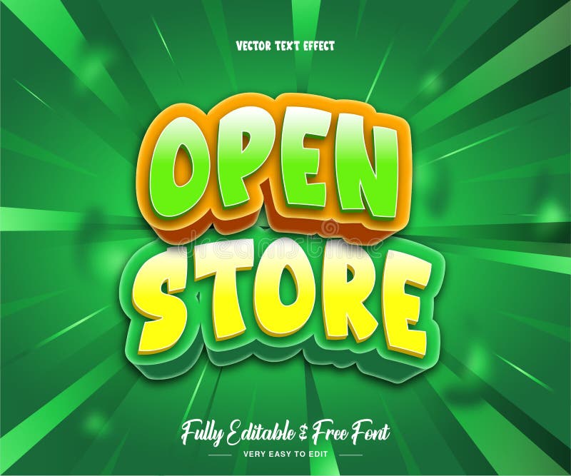 Vector 3d Open Store Editable Text Effect Stock Vector - Illustration ...