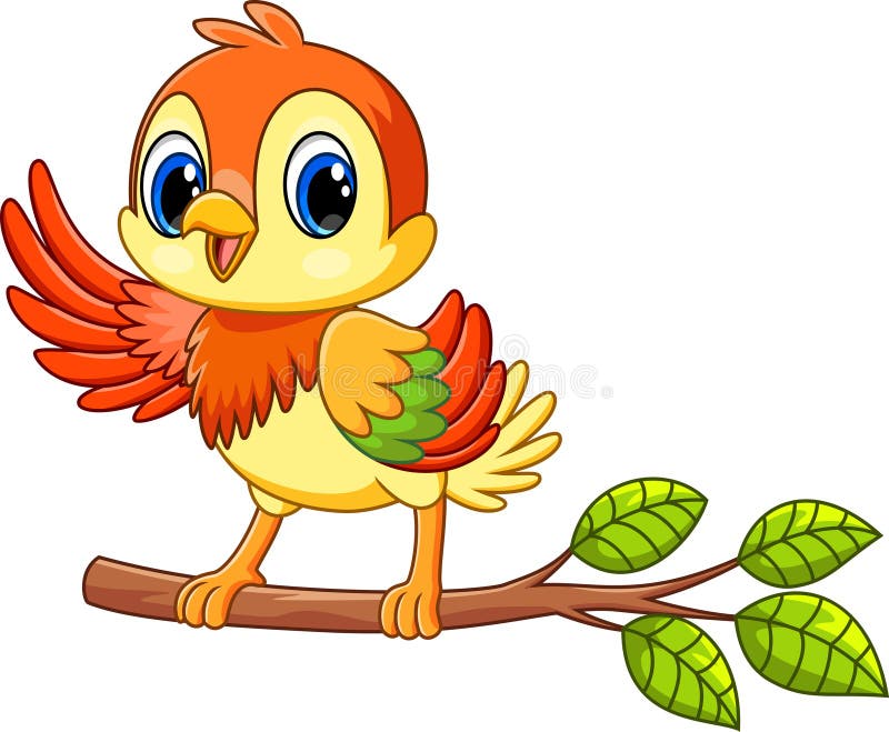 Beautiful Little Bird on a Tree Branch Stock Illustration ...
