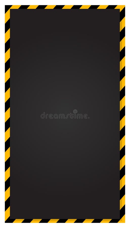 Warning Frame with Yellow and Black Diagonal Stripes. Rectangle Warn ...