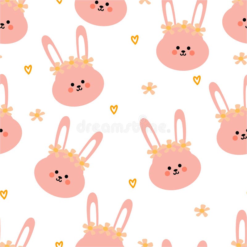 Seamless Pattern with Cute Cartoon Rabbit for Fabric Print, Textile ...