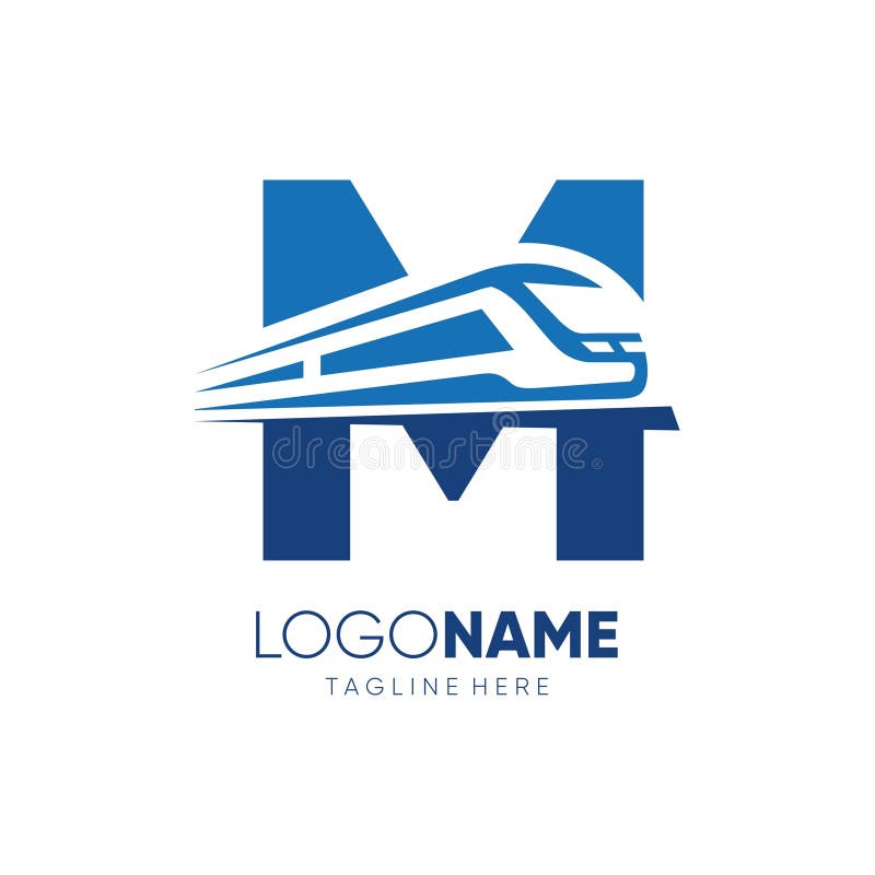 Letter M Fast Train Logo Design Vector Icon Emblem Symbol Graphic ...