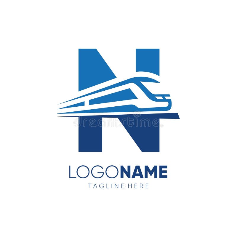 Letter N Fast Train Logo Design Vector Icon Emblem Symbol Graphic ...