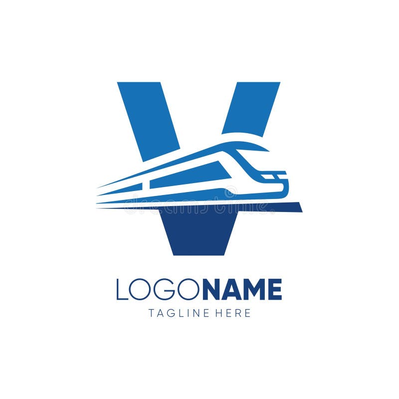 Letter V Fast Train Logo Design Vector Icon Emblem Symbol Graphic ...