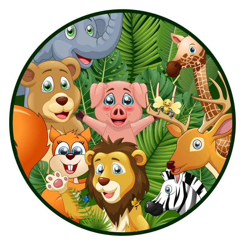 Circle with Wild Animals in the Jungle. Stock Illustration ...