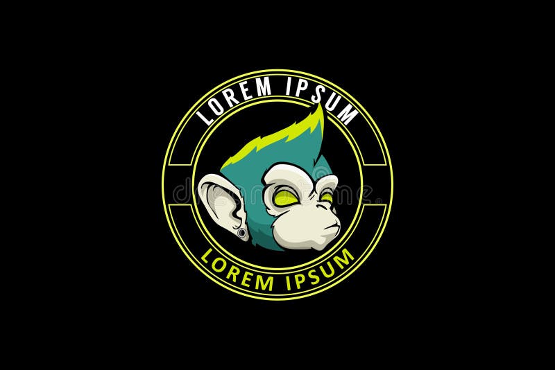 Cute Monkey Punk Head Animal Cartoon Character Vector Image Logo ...