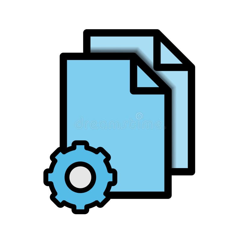 Icon Vector of Stacked File Icon with Simple Gear Stock Vector ...