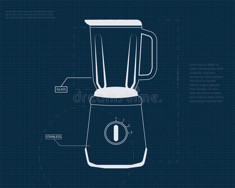 A Blueprint about a Food Shredder Stock Vector - Illustration of white ...