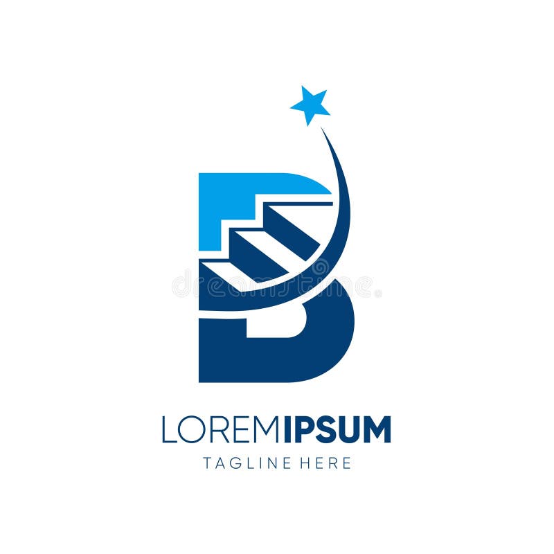 Letter B Ladder of Success To Reach the Stars Logo Design Vector Icon ...