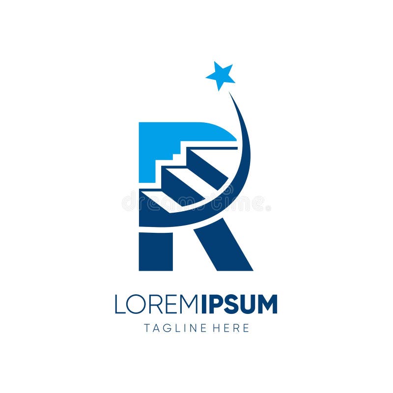 Letter R Ladder of Success To Reach the Stars Logo Design Vector Icon ...