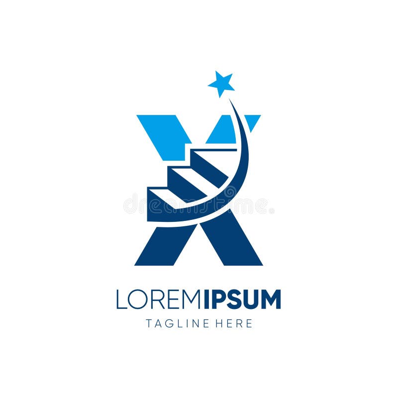Letter X Ladder of Success To Reach the Stars Logo Design Vector Icon ...