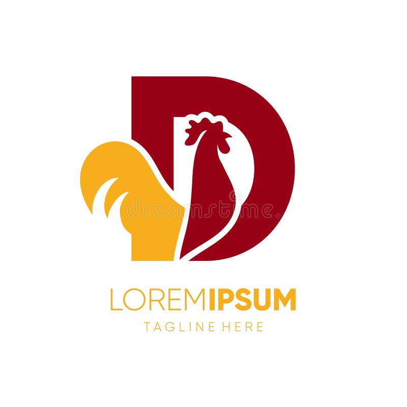 Letter D Initial Rooster Chicken Logo Design Vector Icon Graphic Emblem ...