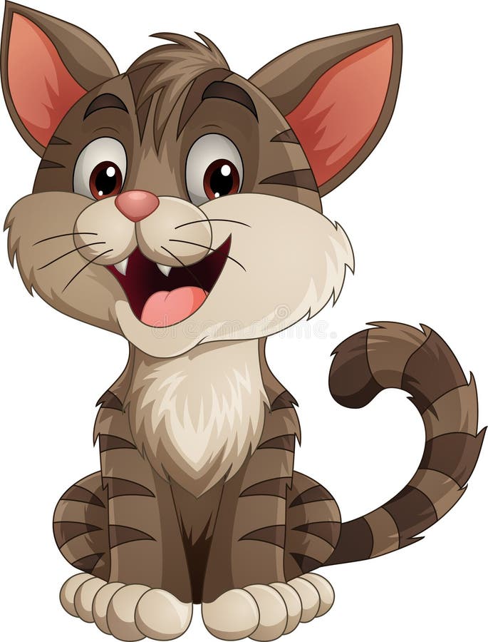 Cartoon Little Brown Cat Laughing Stock Illustration - Illustration of ...