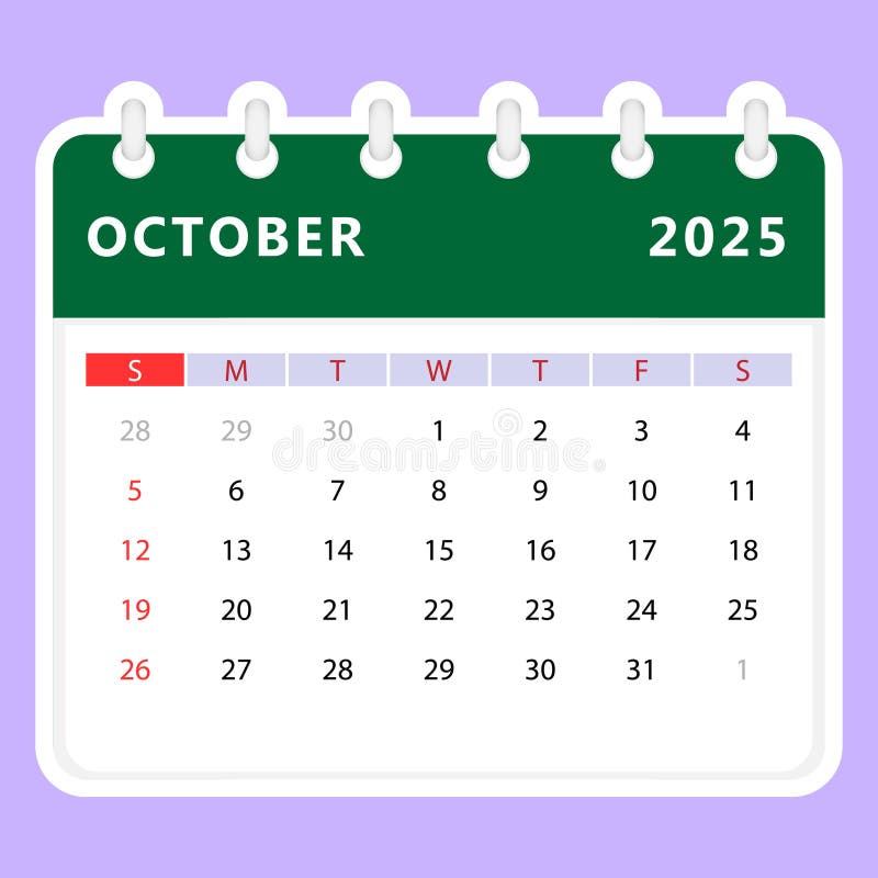 October 2025 stock vector. Illustration of monthly, schedule - 320023427