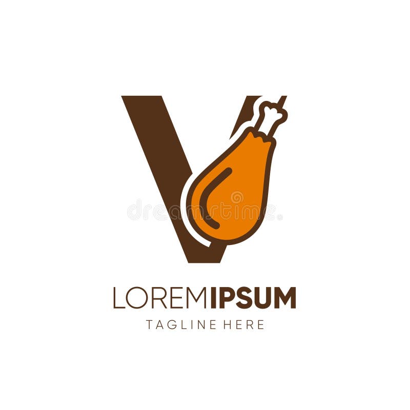 Letter V Chicken Thighs Logo Design Vector Icon Graphic Emblem Symbol ...