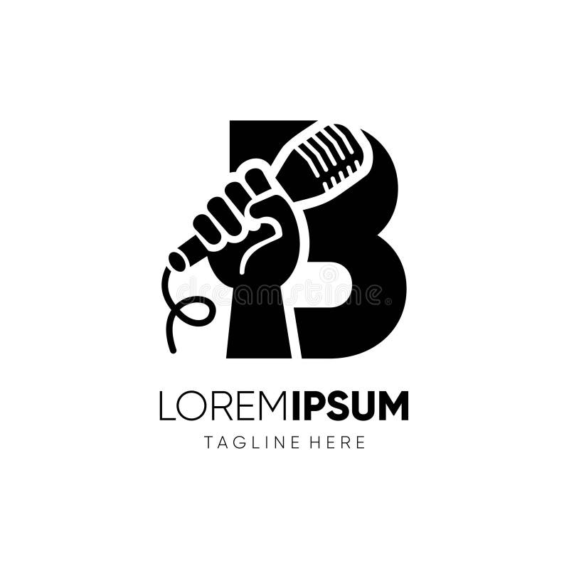 Letter B Hand with Microphone Logo Design Vector Icon Graphic Emblem ...