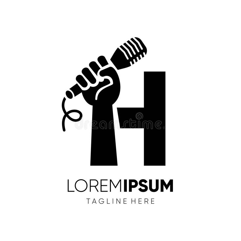 Letter H Hand with Microphone Logo Design Vector Icon Graphic Emblem ...