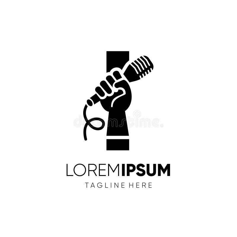 Letter I Hand with Microphone Logo Design Vector Icon Graphic Emblem ...